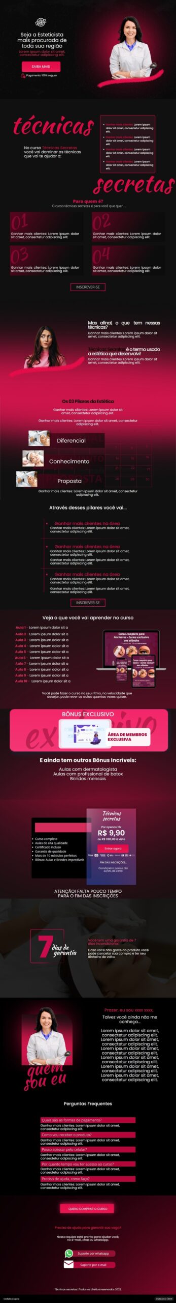 Sales Page for Aesthetics Course – Canva Layouts